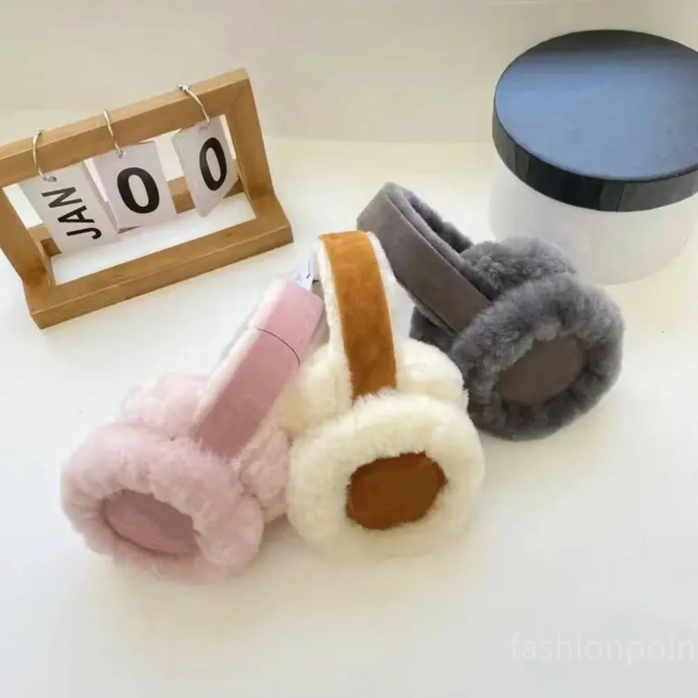 Ear Muffs Women Winter Real Shearling Ear Covers with Geometric Plaid ...