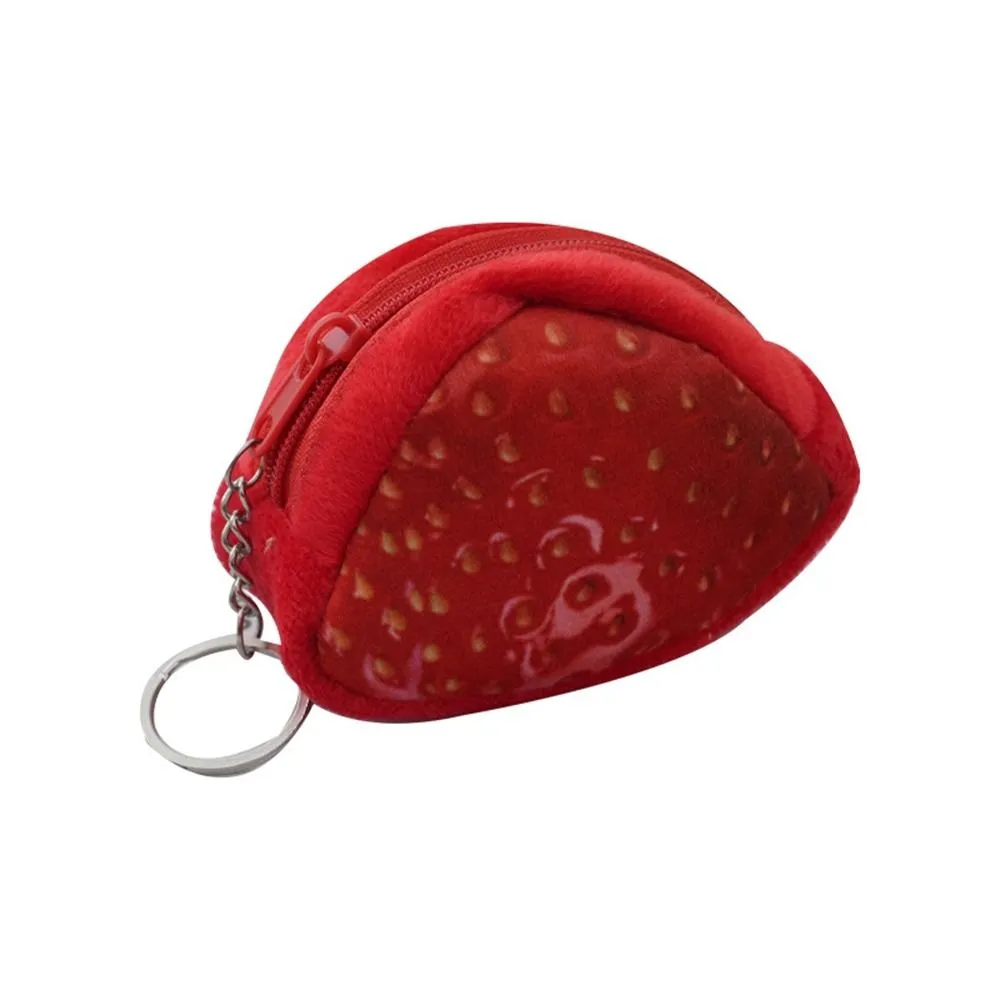 Cute Fruit Plush Coin Purse Keychain - Large Capacity Earphone & Key ...