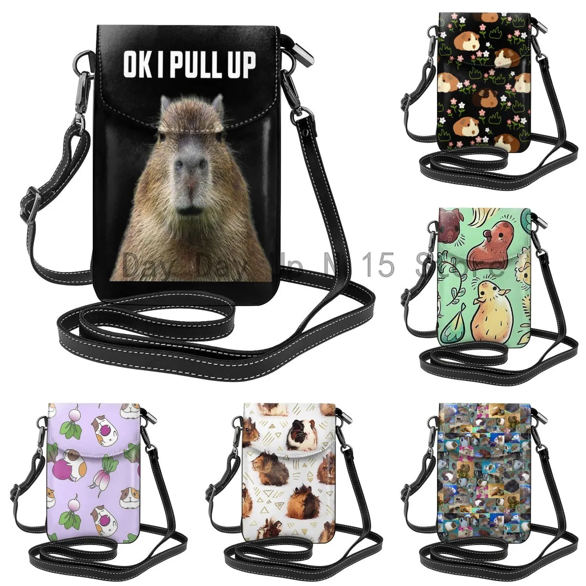 Cute Capybara Cell Phone Purse - Leather Crossbody Bag Mini Shoulder ...