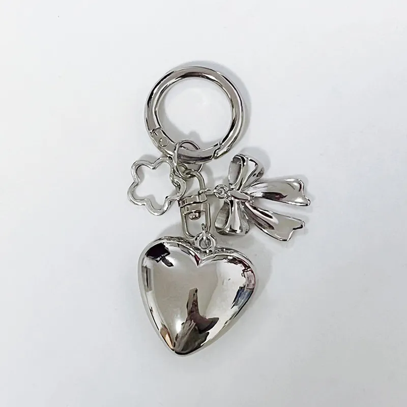 Silver Heart Keychain Plastic Key Ring For Car, Handbag & More Handmade ...