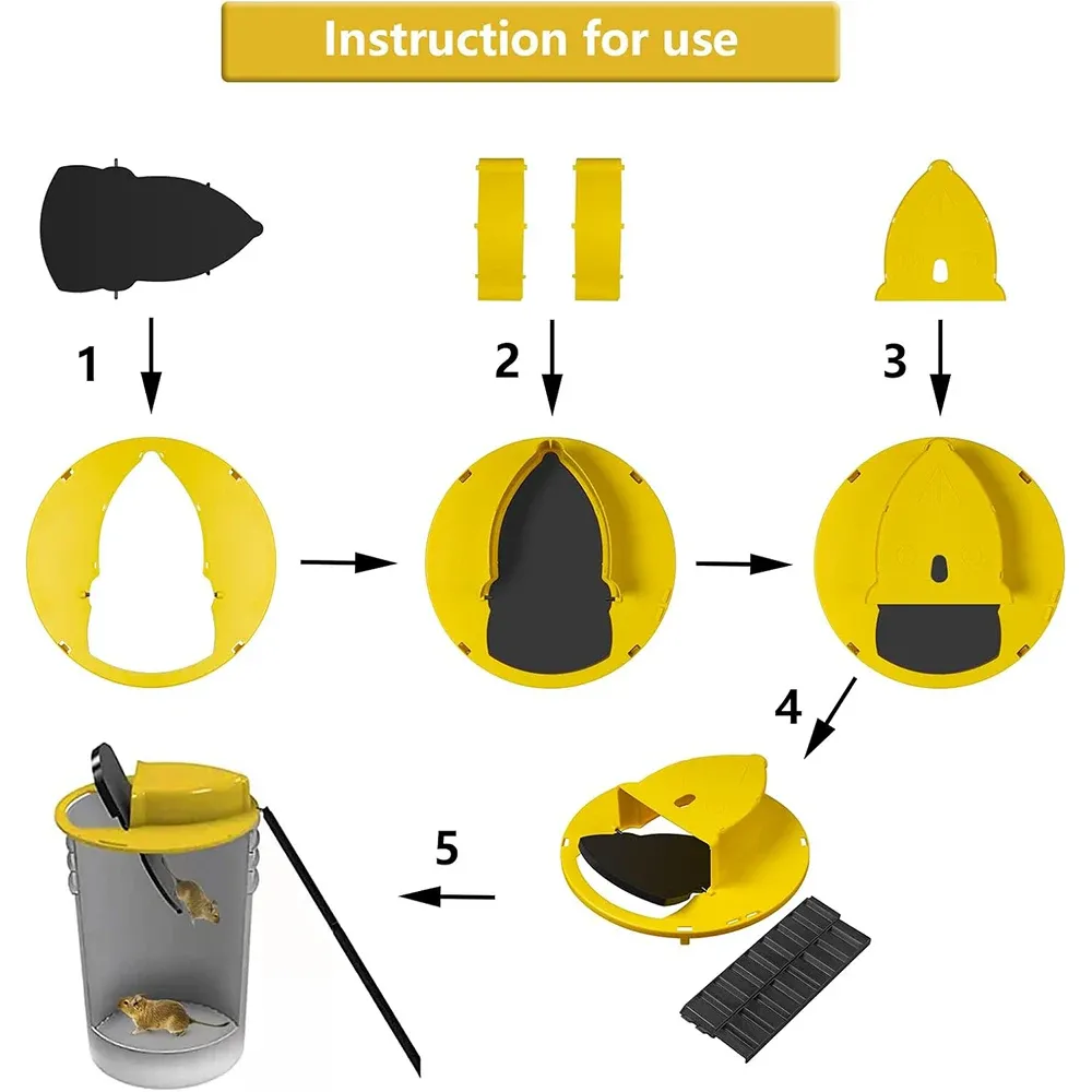 5 Gallon Auto Reset Plastic Pedal Mouse Trap Bucket With Multi Catching ...
