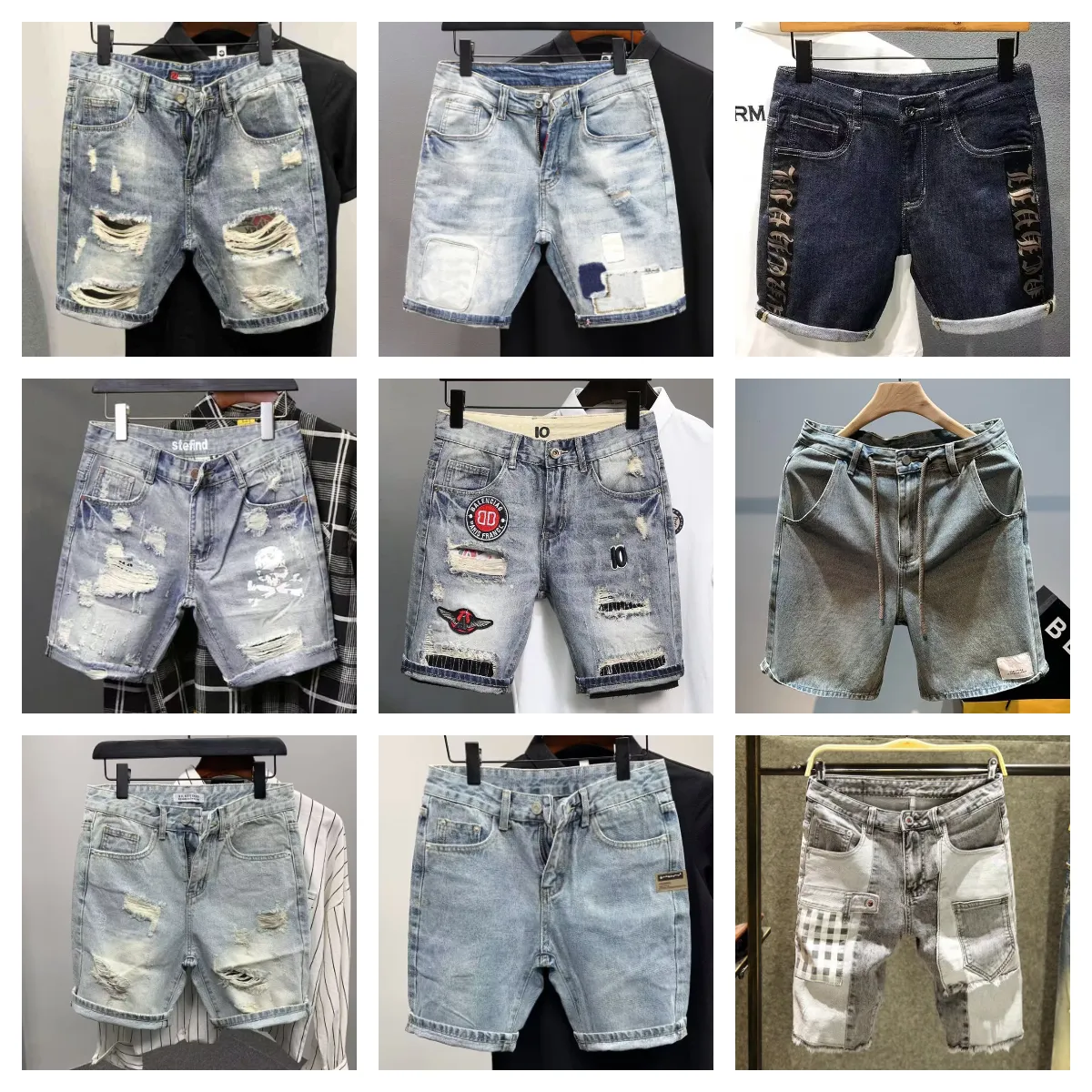 Designer Short Jeans for Mens Straight Holes Tight Casual Summer Hip ...