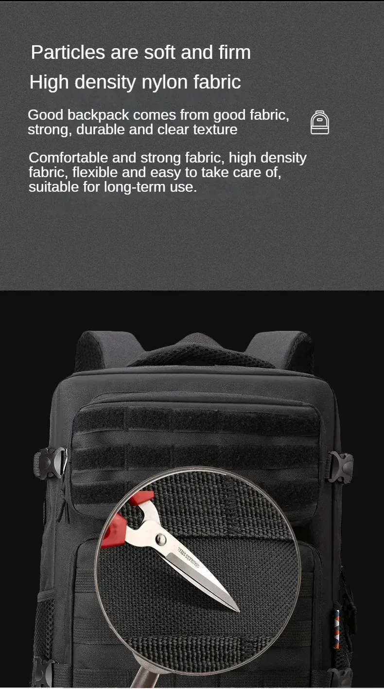 Waterproof Tactical Backpack - 35L Nylon Hiking Camping Molle Rucksack ...