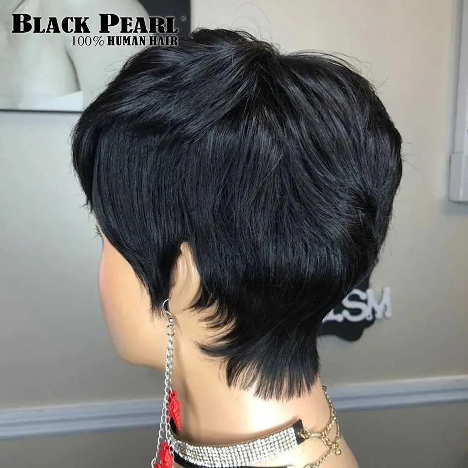 Short Remy Human Hair Wig - Pixie Cut, Glueless, Ready-to-Wear, Natural ...