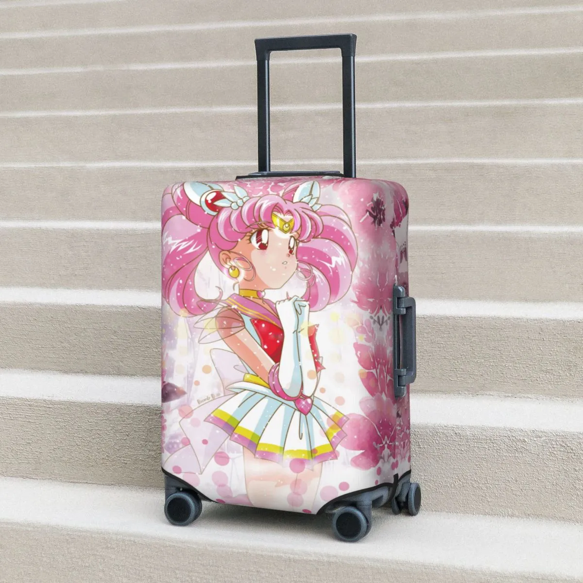Cute Anime Girl Suitcase Cover Elastic Luggage Protector For Business ...