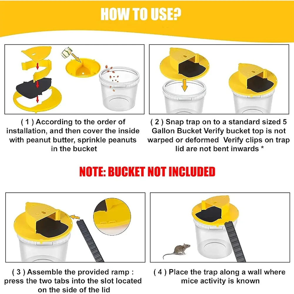 5 Gallon Auto Reset Plastic Pedal Mouse Trap Bucket With Multi Catching ...