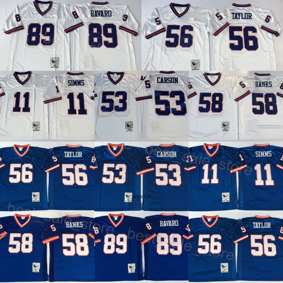 Throwback Football Giants Retro Jerseys 56 Lawrence Taylor 89 Mark ...