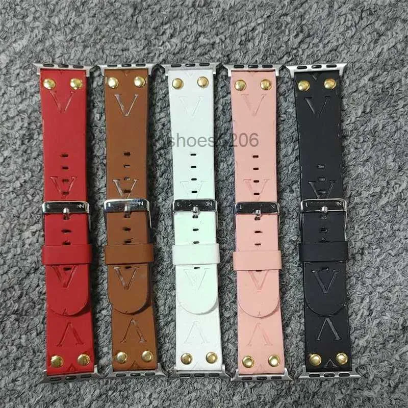Rivet Embossed Alphabet Leather Apple Watch Bands Buckle for iWatch ...