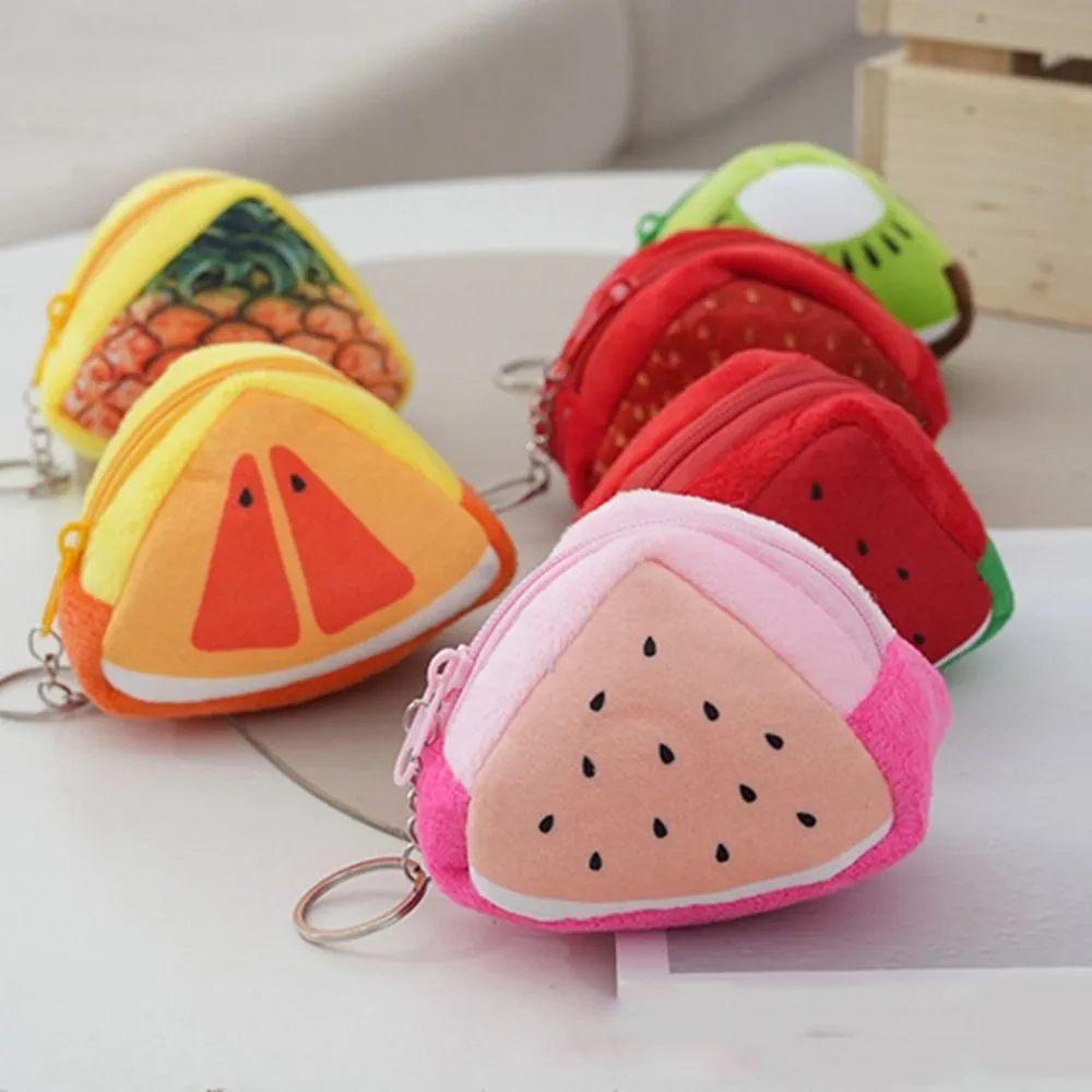 Cute Fruit Plush Coin Purse Keychain - Large Capacity Earphone & Key ...