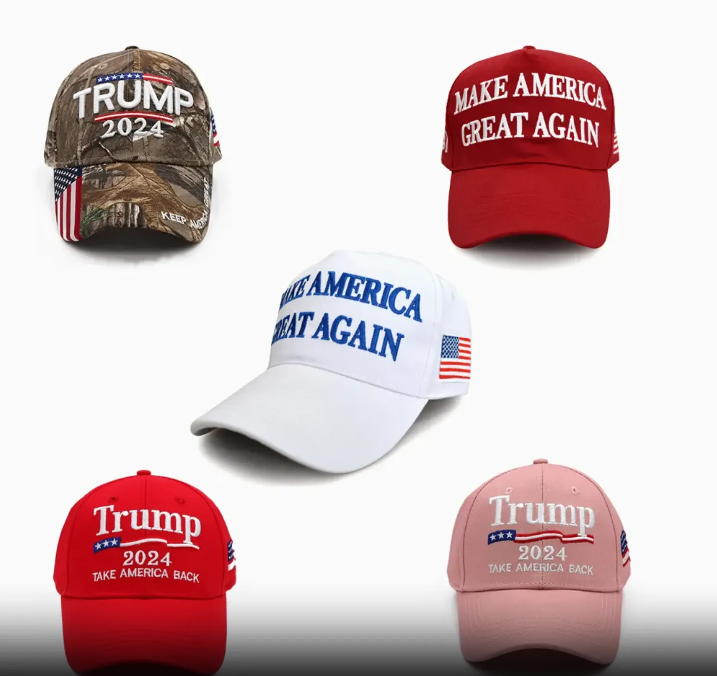 Donald Trump 2024 Camouflage Patriotic Ball Caps With USa Flag Design ...
