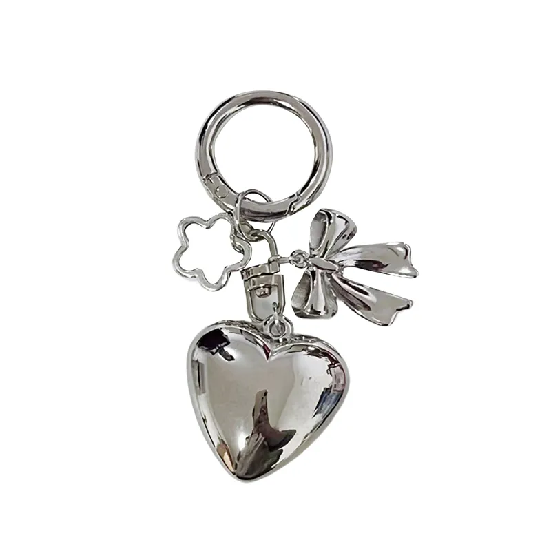 Silver Heart Keychain Plastic Key Ring For Car, Handbag & More Handmade ...