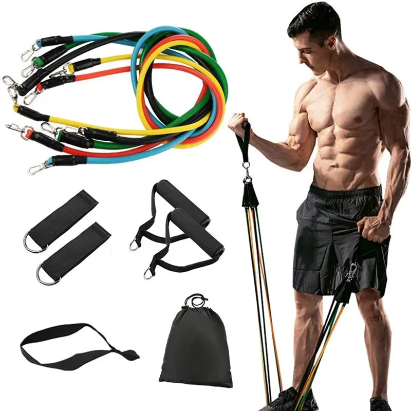 11-Piece Resistance Band Set: Premium Elastic Ropes for Full Body ...