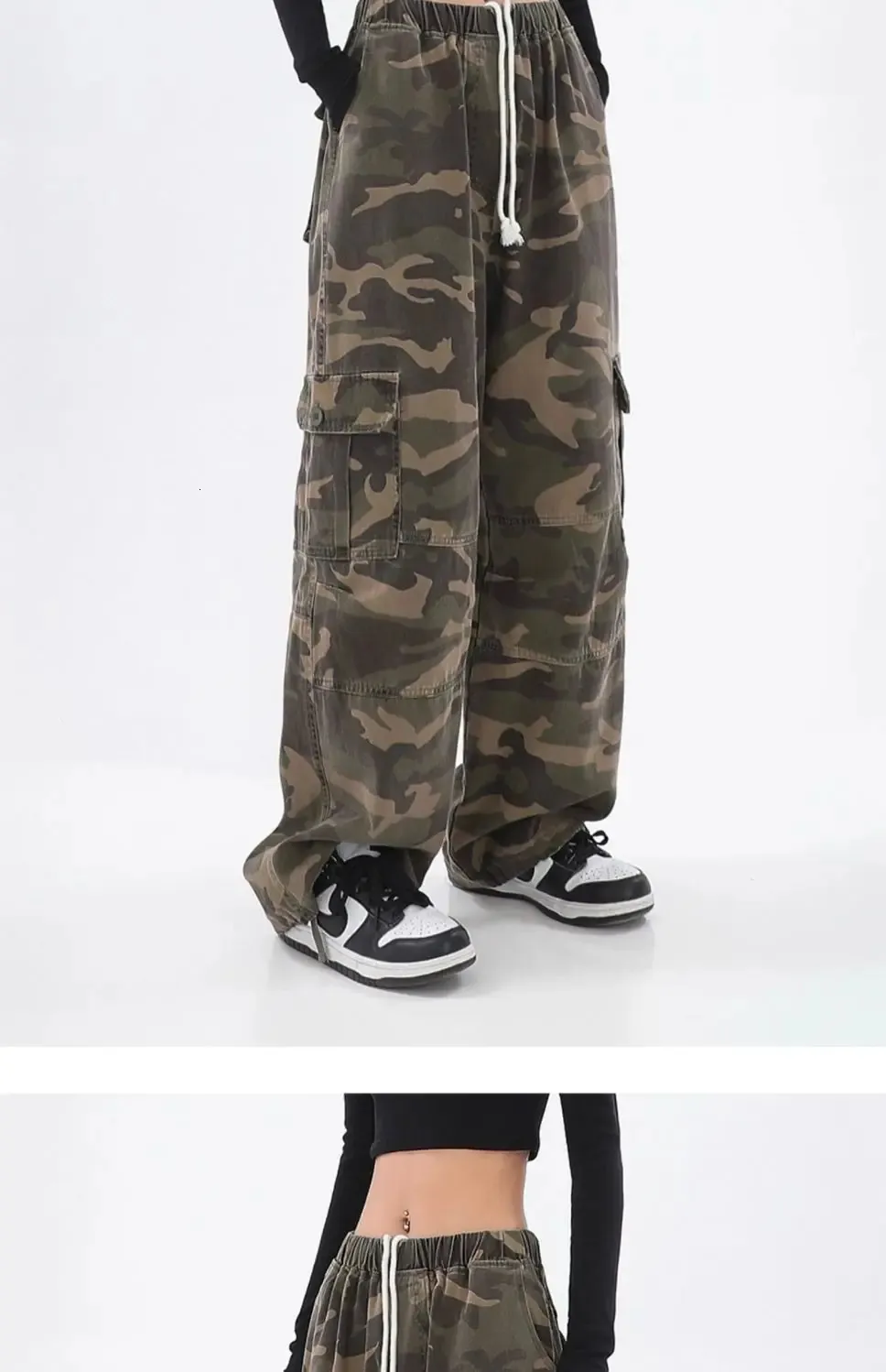 Camouflage Women's Cargo Pants Grunge Elastic Waist Hip Hop Sweatpants ...