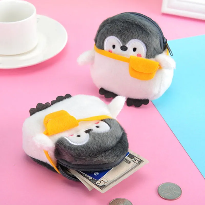 Cute Penguin Plush Coin Purse Mini - Kawaii Animal Zipper Pouch, Tiny ...