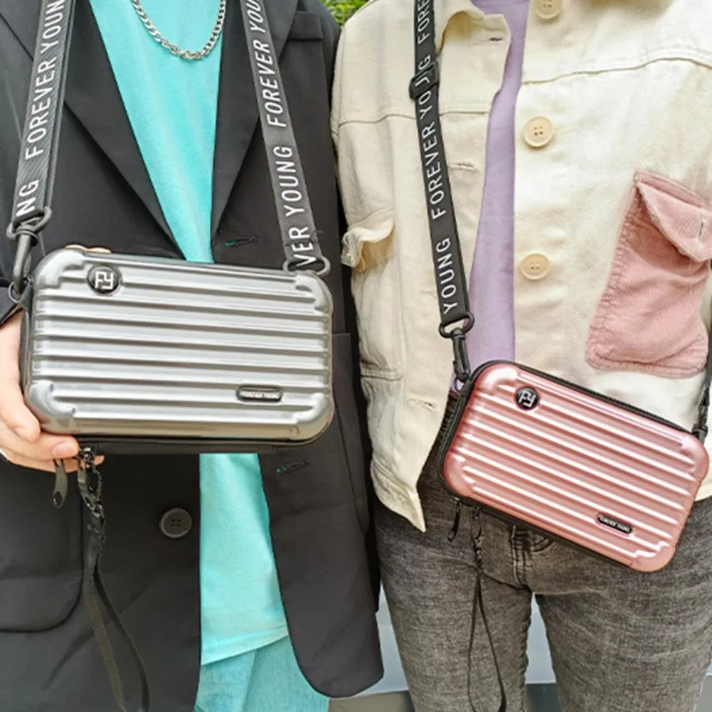 7-Inch Hard Shell Mini Crossbody Travel Toiletry Bag with Mesh Pockets ...