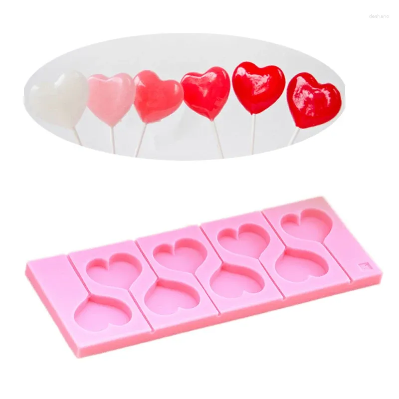 Heart Shaped Silicone Baking Molds - 8-Cavity Lollipop, Chocolate ...