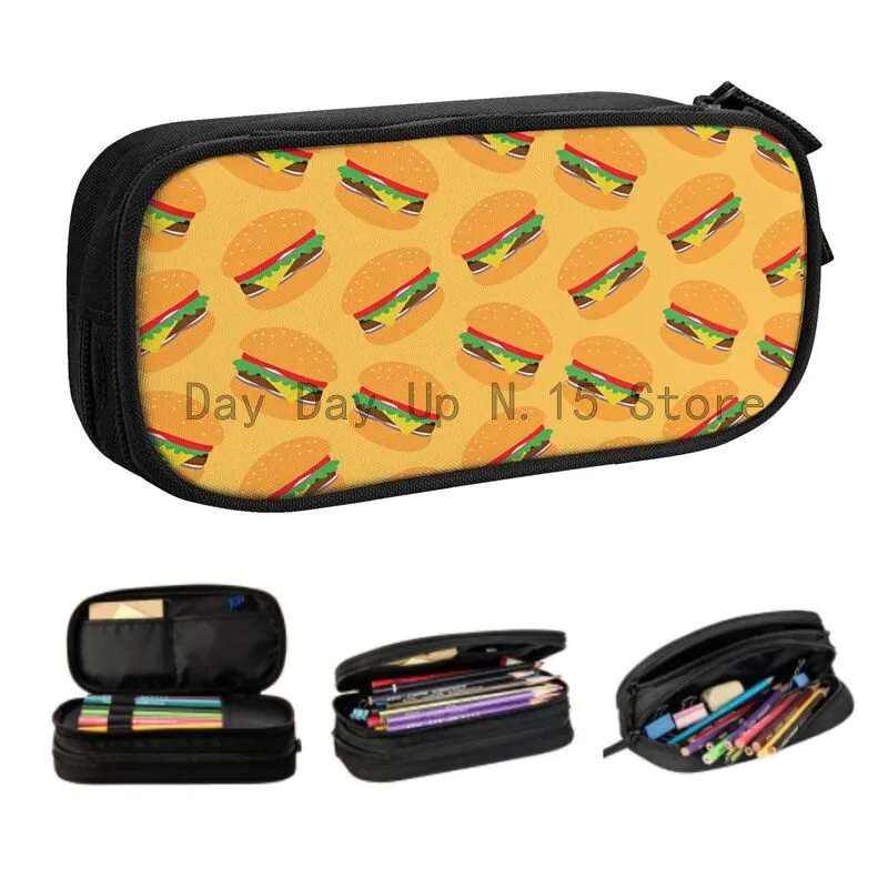 Hamburger Pencil Cases For Kids Large Storage Stationery Pouch For ...