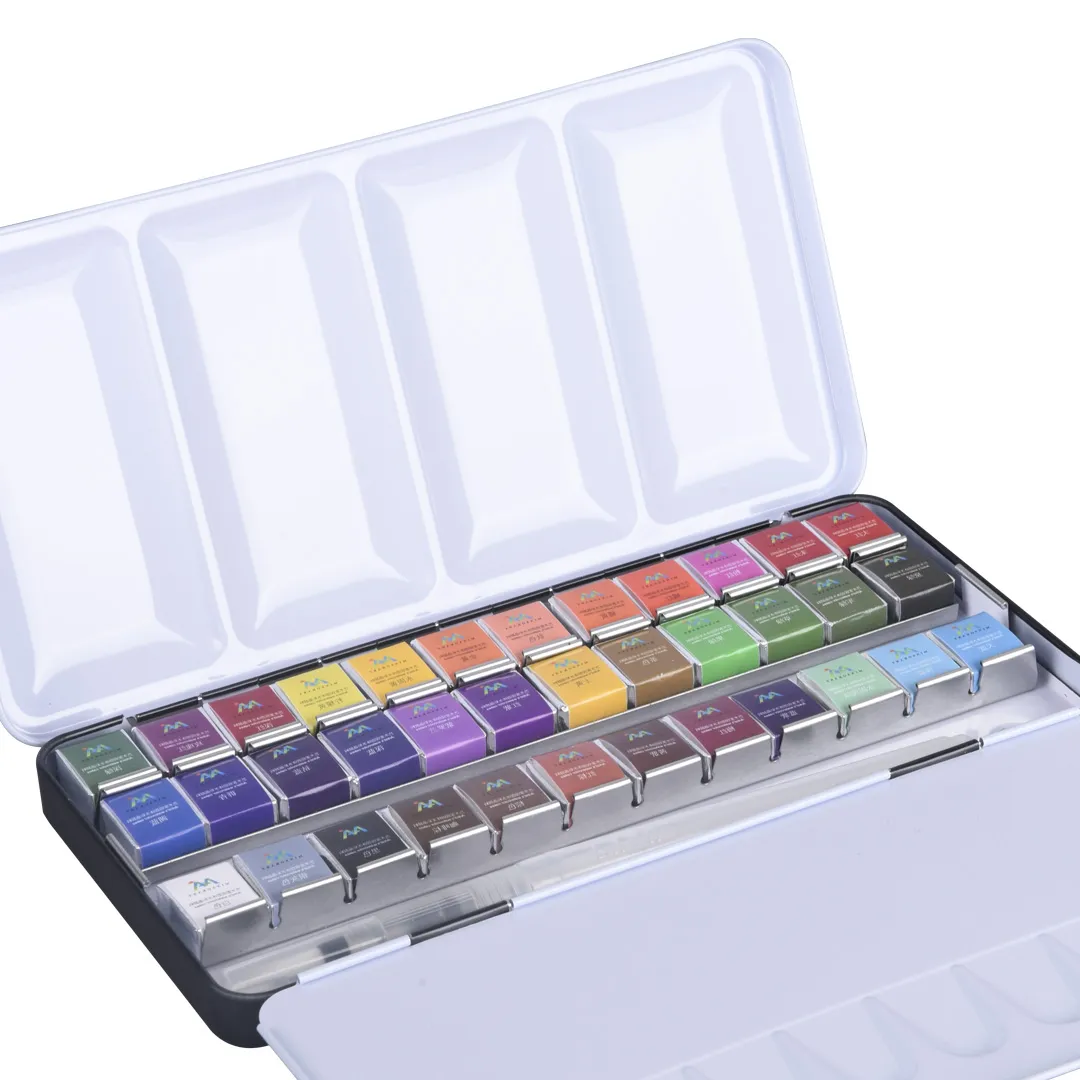 Solid Watercolor Paint Set - Portable Artist Watercolor Palette, Paper Wrapped, Vibrant Colors ...