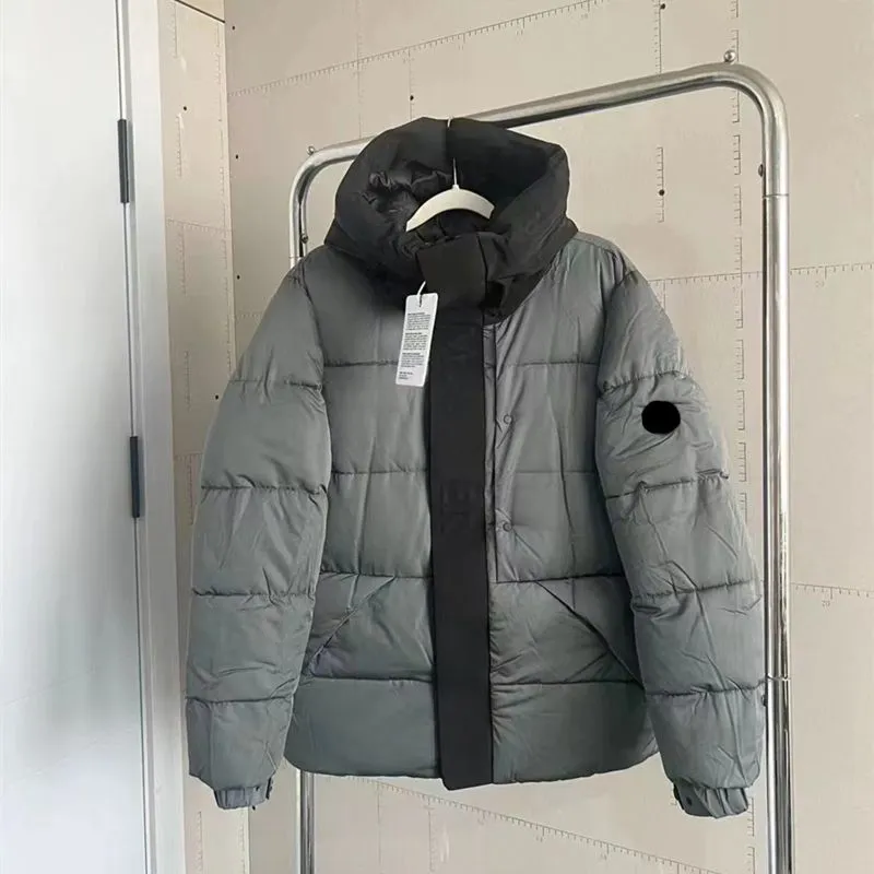Mens down jacket with zipper closure cotton down 80% feather filling ...