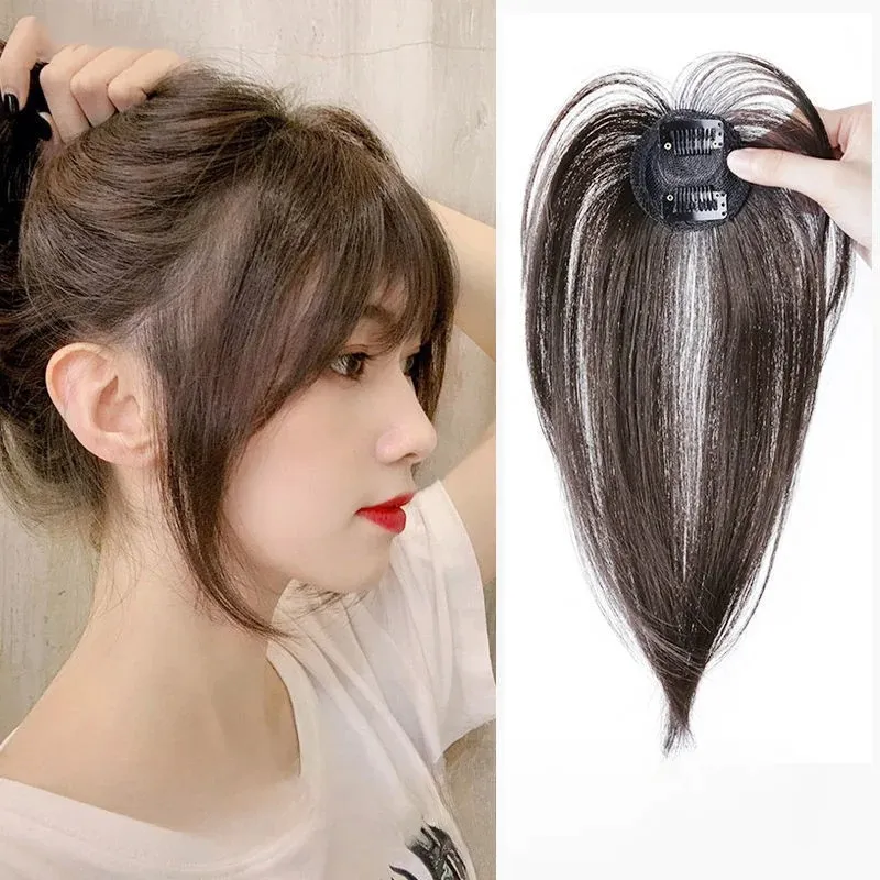 Synthetic False Bangs Clip In Bangs Extension Natural Neat Fake Fringe ...