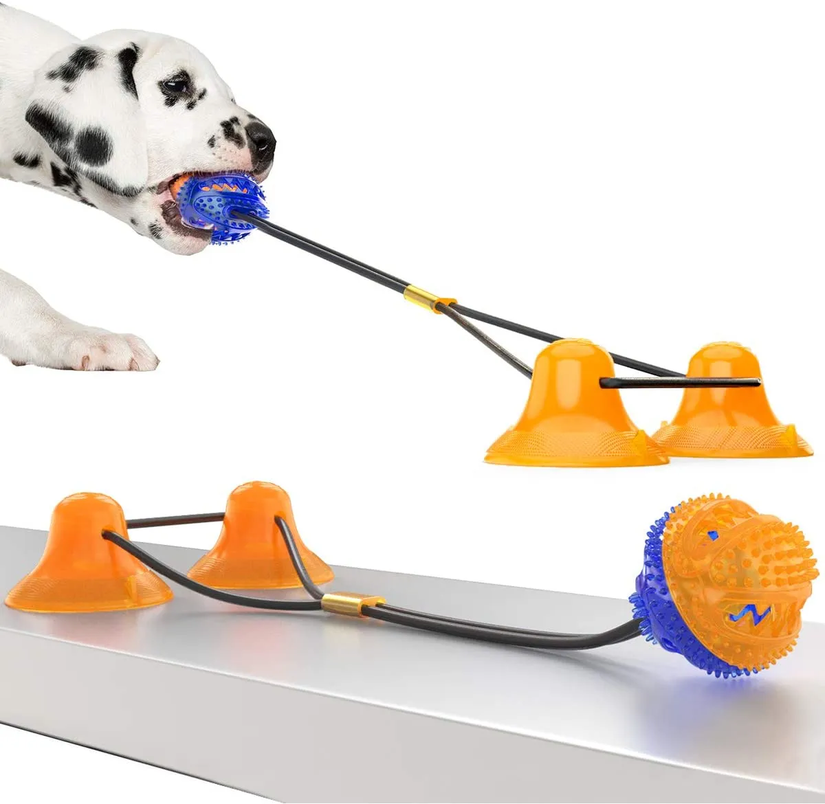 Indestructible Rubber Dog Treat Ball with Suction Cup - Interactive ...
