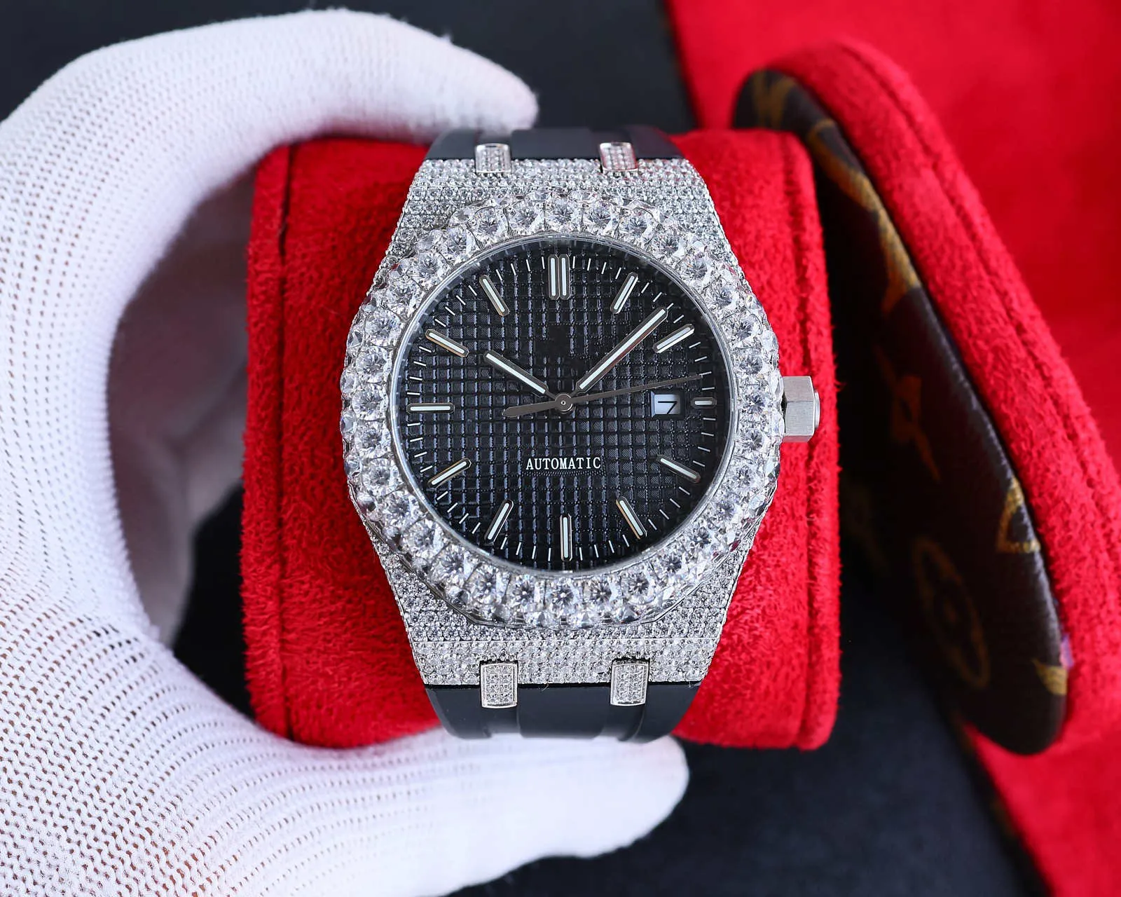 Shine Diamond Men Watch Automatic Silver CZ Diamonds Case 42mm Multi ...