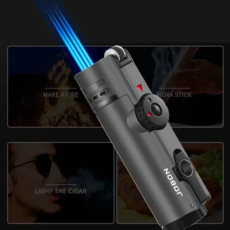 JOBON Cigar Lighter Powerful 4 Jet Flame Torch Lighter Windproof ...