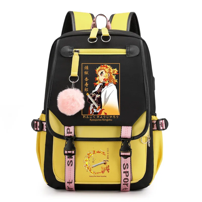 Rengoku Kyoujurou Ita Backpack Cool Anime Streetwear For Teenagers With ...