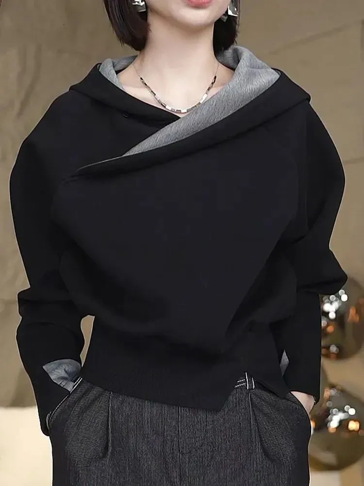 Asymmetric Women's Trend Hoodie: Loose Fit, Stylish & Versatile Top ...