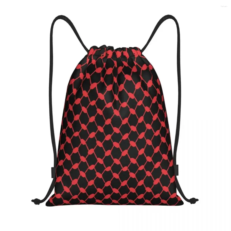 Custom Arabic Keffiyeh Drawstring String Backpack With Tatreez ...