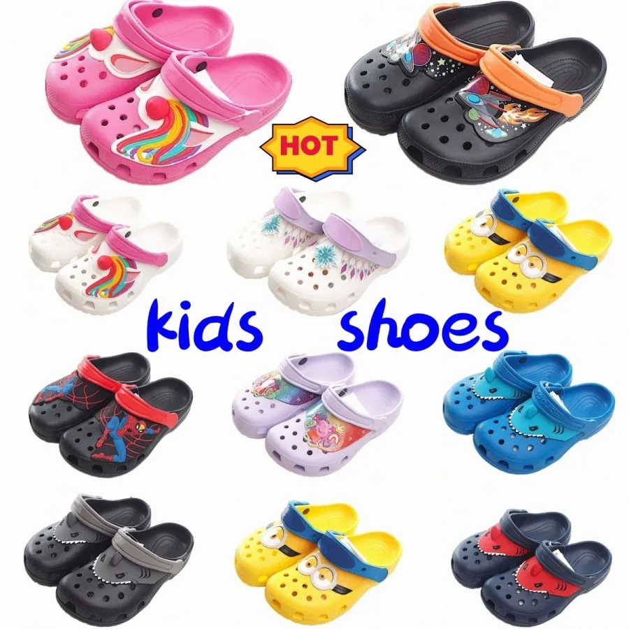 Summer Slides For Kids: Candy Pink, Black, And White Croc Hole Mini ...