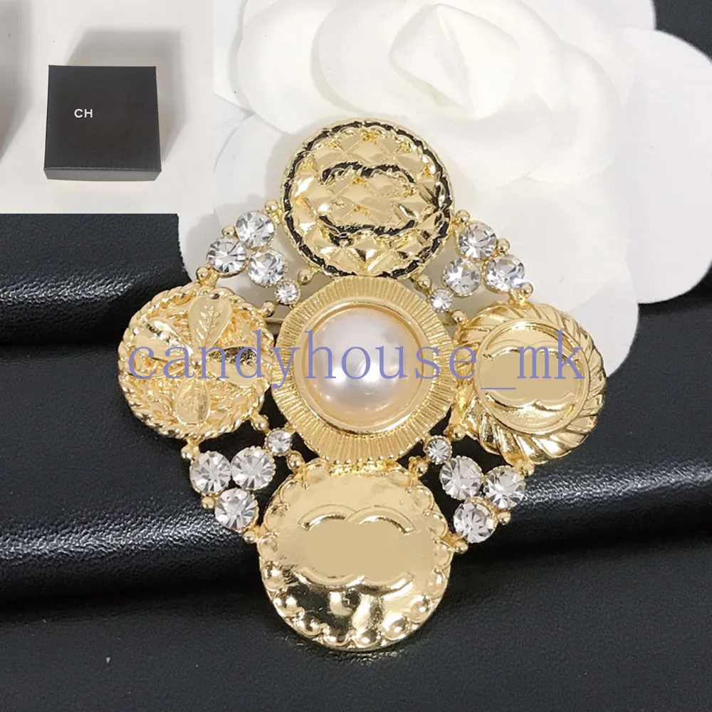 Brand Letter Crystal Brooches High Quality Pearl Pins For Womens Dress ...