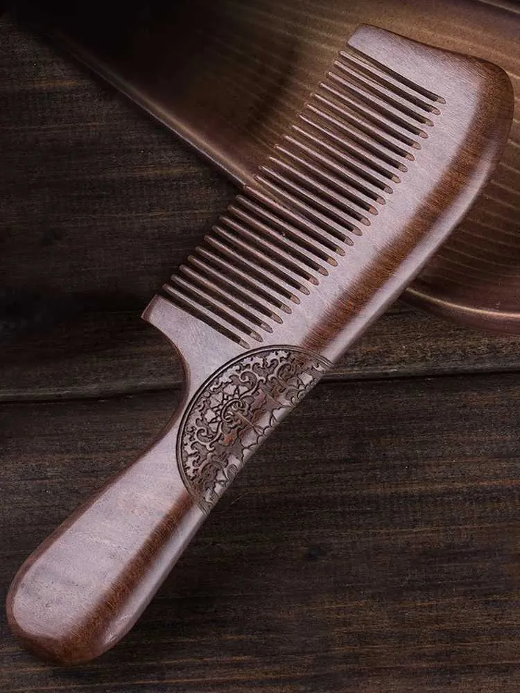 Fine Toothed Wooden Comb - Ultra Narrow, Non-Static for Hair Styling ...