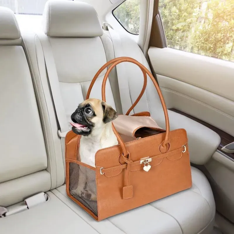 DHgate.com:Luxury PU Leather Pet Carrier Bag - Breathable, One-Shoulder ...