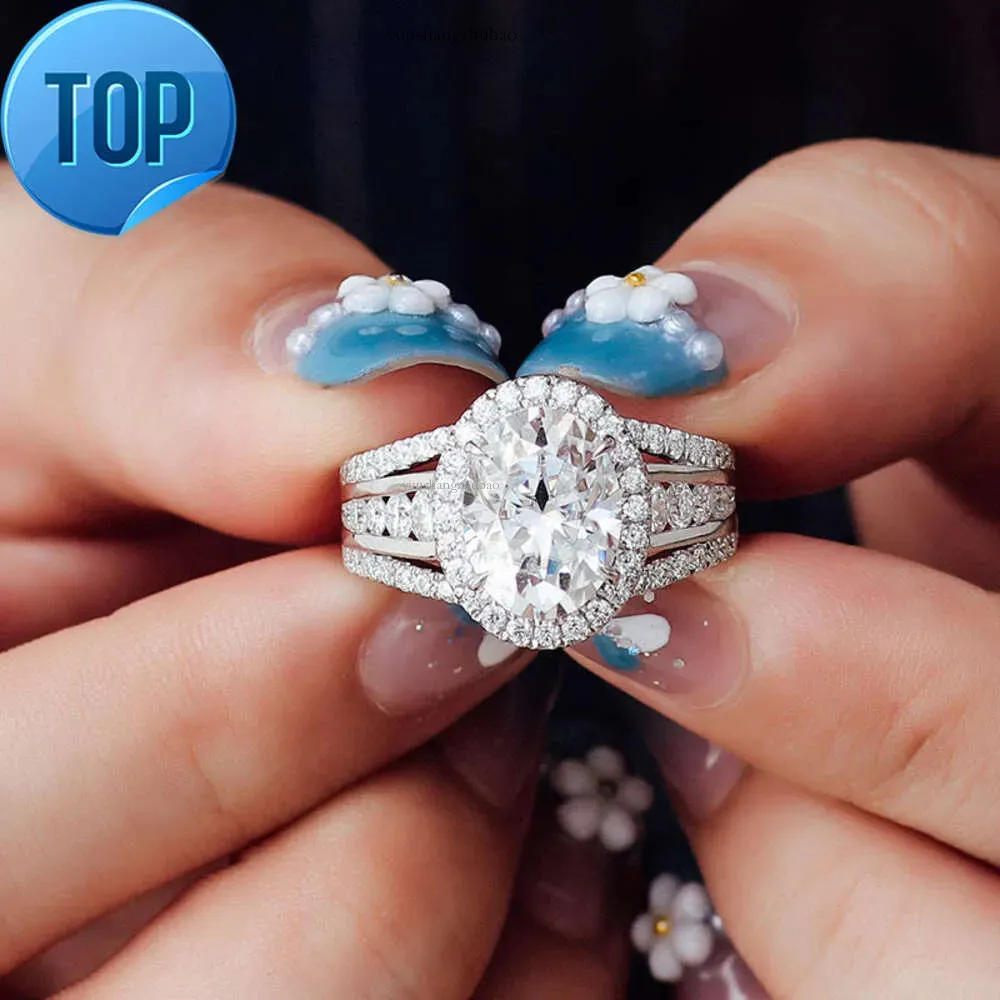 Oval Shape Cluster Dia Moissanite VVS DEF Wedding... From ...