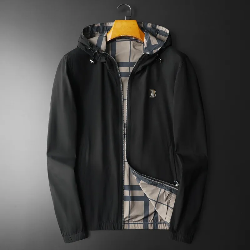 Mens Slim Fit Designer Hooded Plaid Mens Jackets Double Sided High End ...