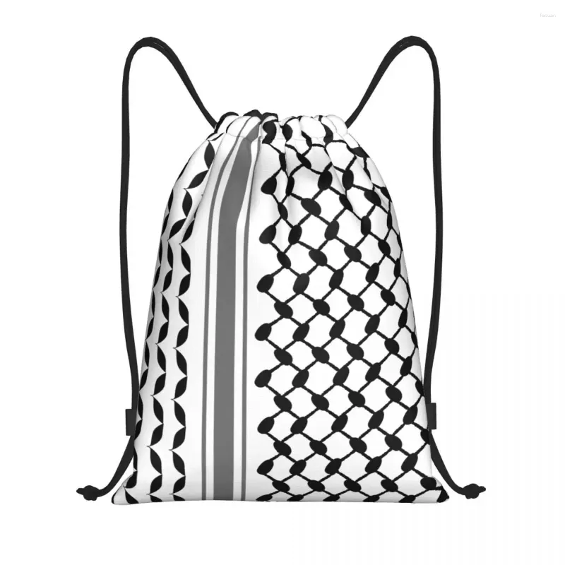 Custom Arabic Keffiyeh Drawstring Yoga String Backpack With Tatreez ...