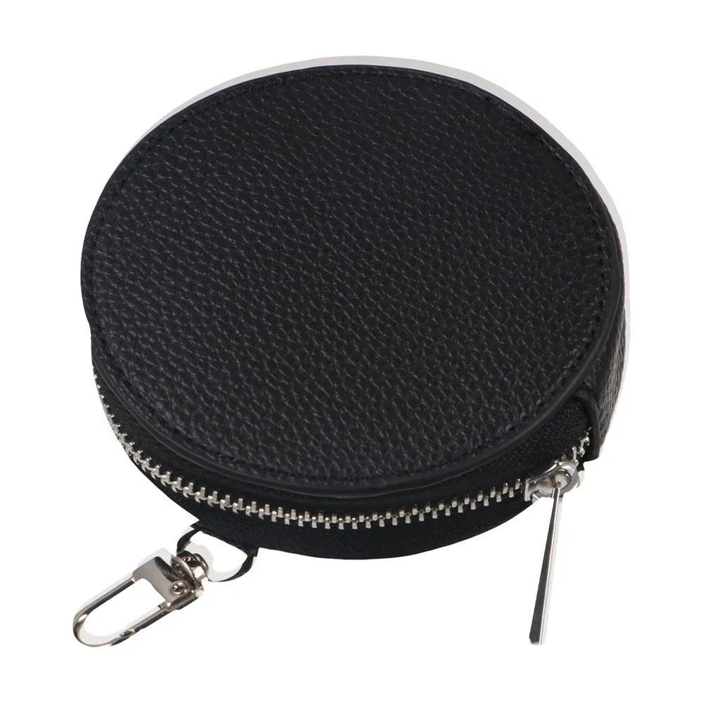 Cute Round Leather Coin Purse with Keyring: Zippered Mini Wallet for ...