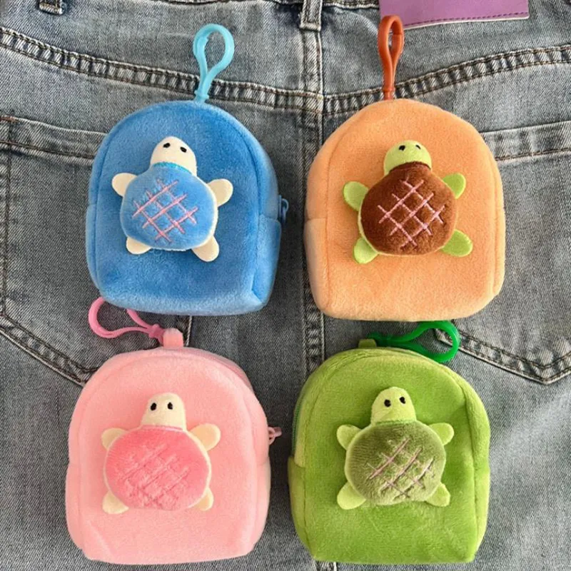 Cute Plush Turtle Keychain Coin Purse - Mini Earphone Storage Bag ...