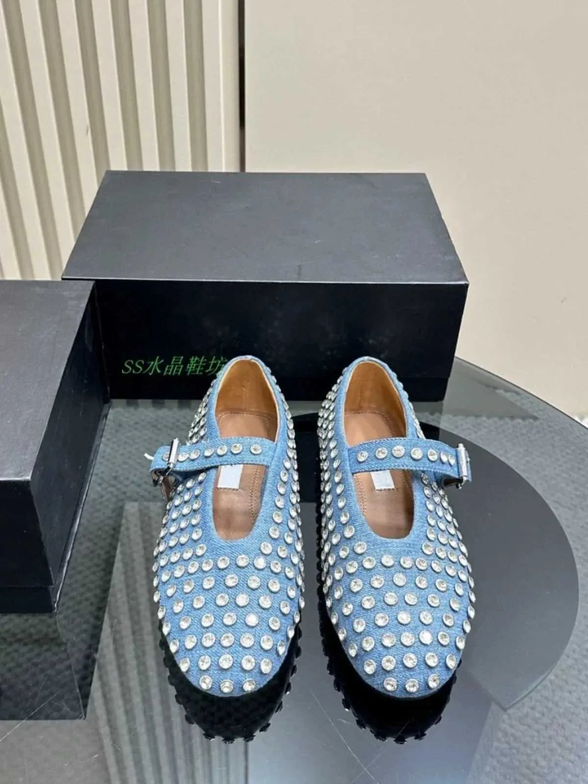 Crystal Embellished Fishnet Ballet Flats - Women's Summer Casual Shoes ...