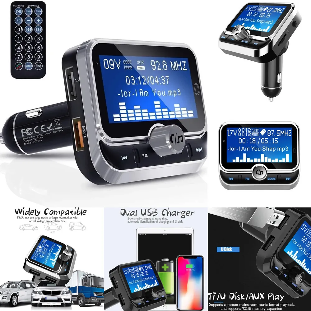 Bluetooth FM Transmitter Car Kit: Handsfree Calling, MP3 Music Player ...