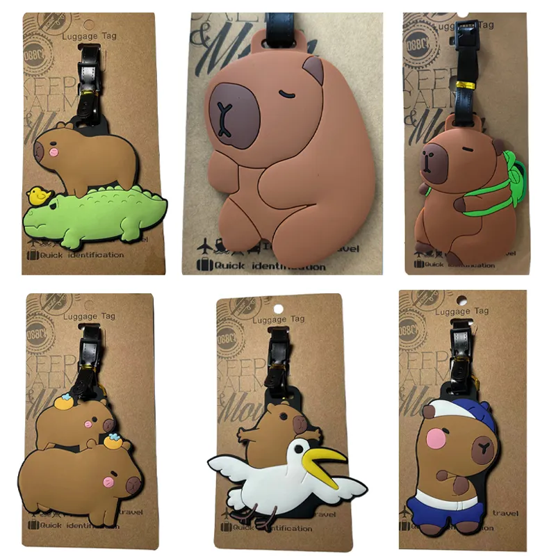Kawaii Capybara Cartoon Sports Luggage Tags Portable Anti Loss Address ...