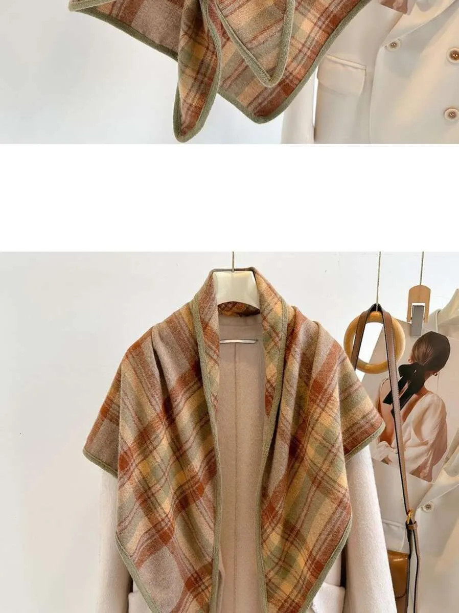 Women's Warm Cashmere Plaid Triangle Shawl - Winter Knit Scarf from ...