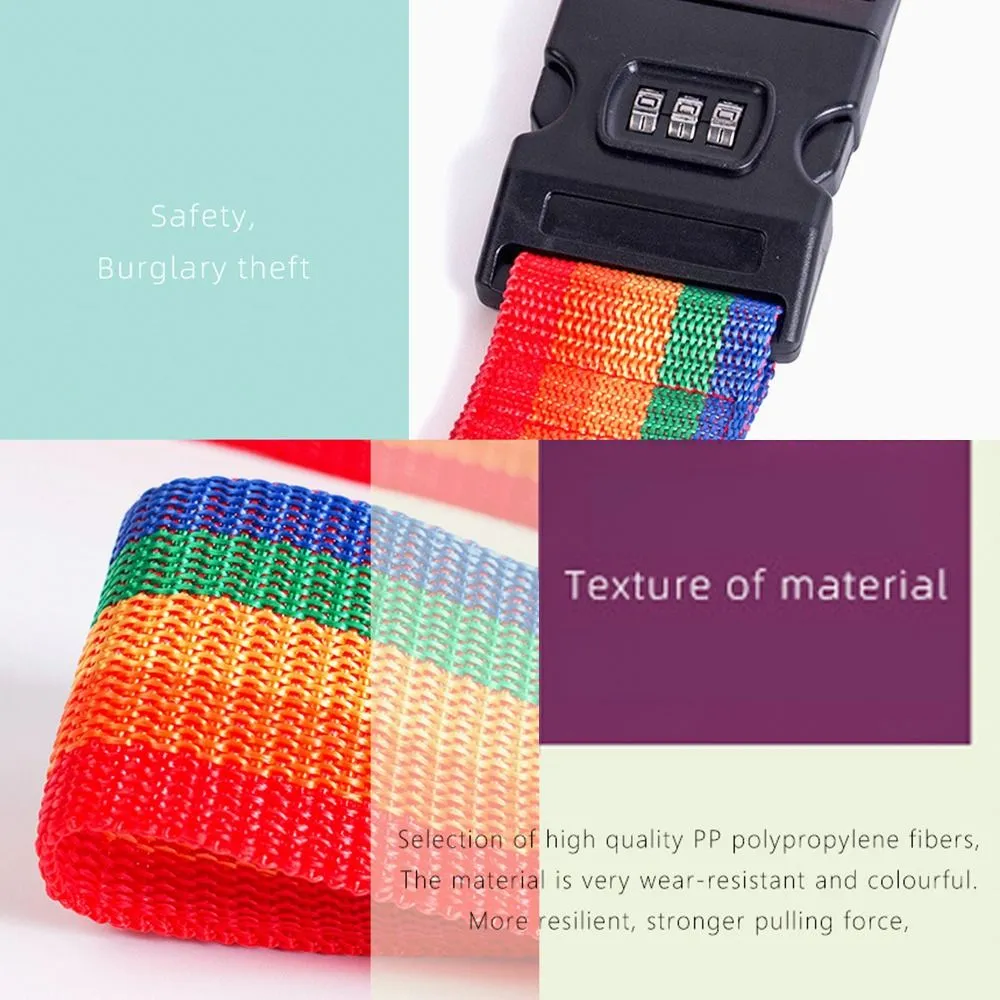 Secure Your Travels: Durable Rainbow Suitcase Straps with Lock & ID Tag ...