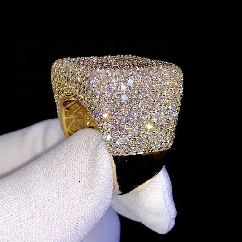 Hip Hop Jewelry 14K Gold Plated Solid Sterg Sier Iced Out Paved VVS ...