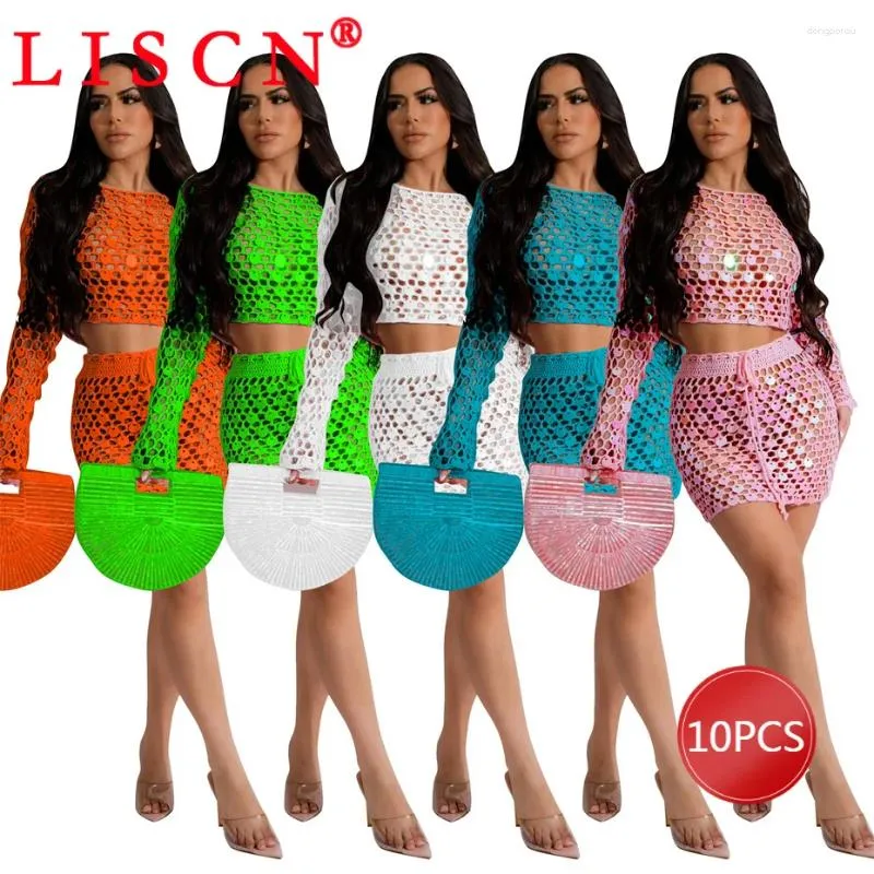 DHgate.com:2024 Womens Sexy Sequined Two Piece Beach Crop Top and Mini Skirt Set:Apparel