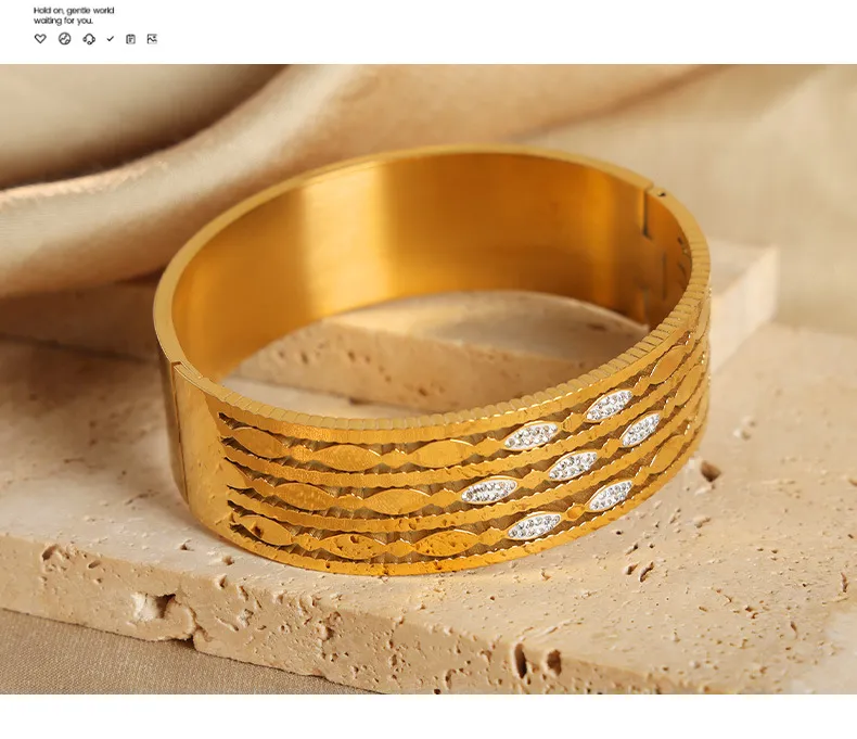 Personalized Oval Diamond Broad Bangles Bracelet European & American ...