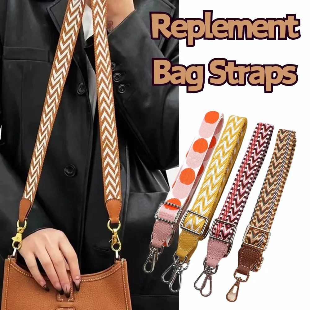 Premium Jacquard Wide Shoulder Bag Strap - Thick Canvas, Metal Clasps ...