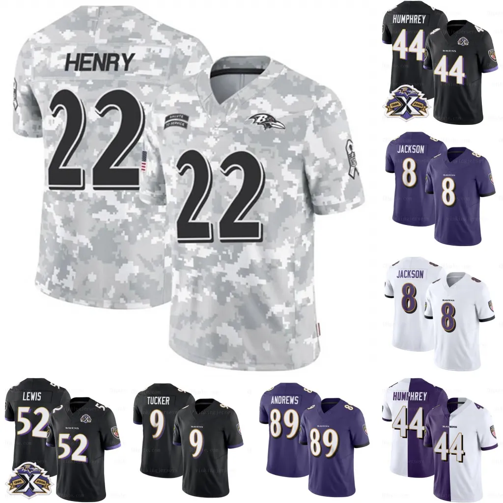 Derrick Henry 2024 25 Ravens Jersey Football Jackson Flowers Tucker ...