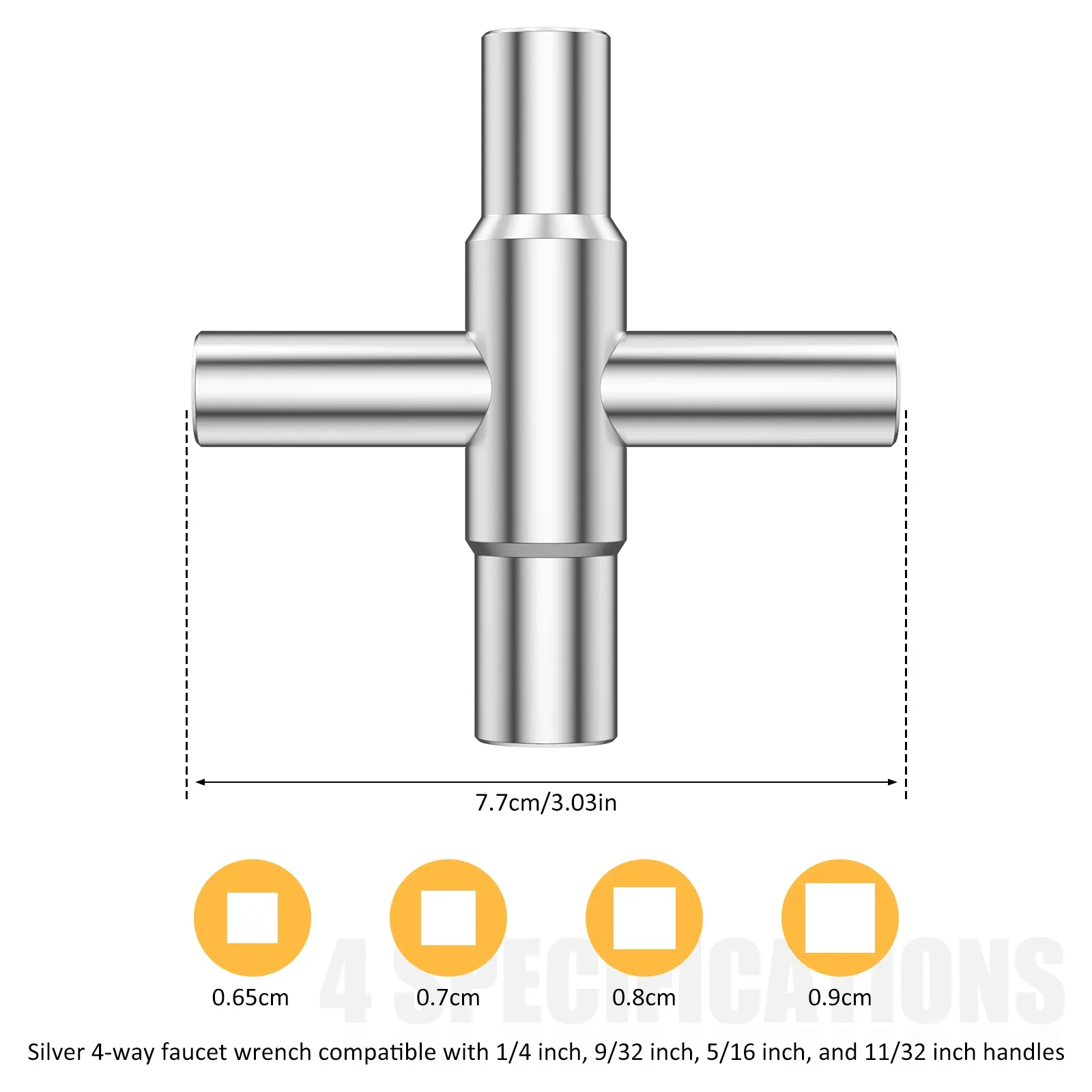 Faucet Sillcock Wrench, 3/4 Way Utility Key, Spigot Wrench Cross Key ...